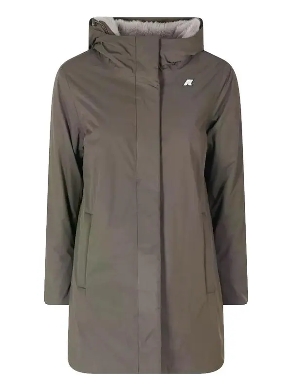K-WAY Sophie Logo-patch Hooded Coat - Grey