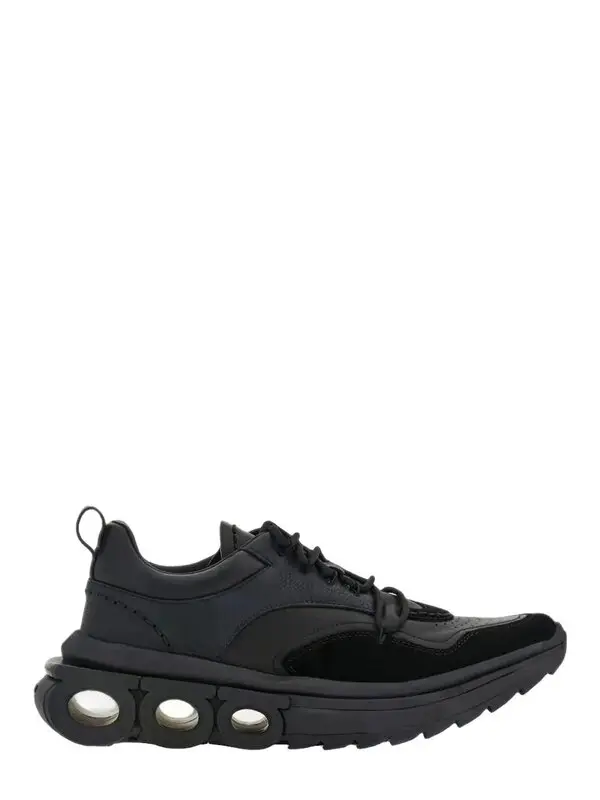 FERRAGAMO Cutout-sole Leather Sneakers - Black