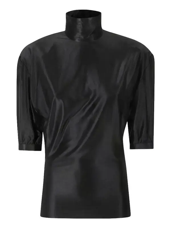 Rabanne High-neck Short-sleeve Top - Black