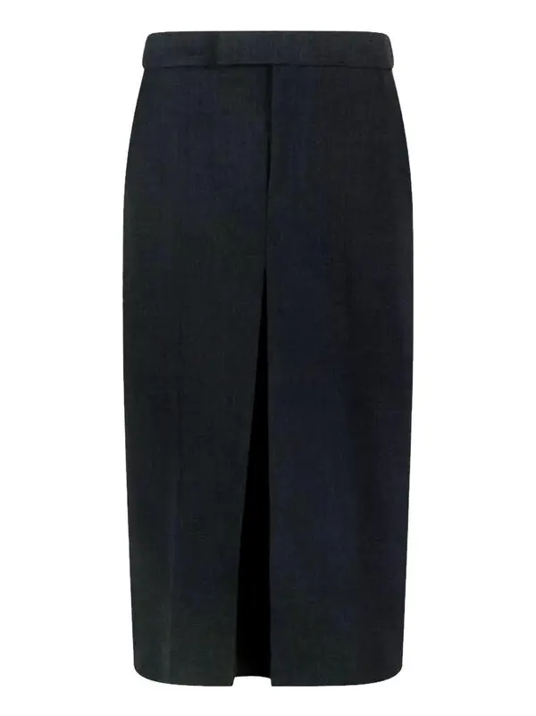 DOUUOD Front-slit Tailored Midi Skirt - Grey