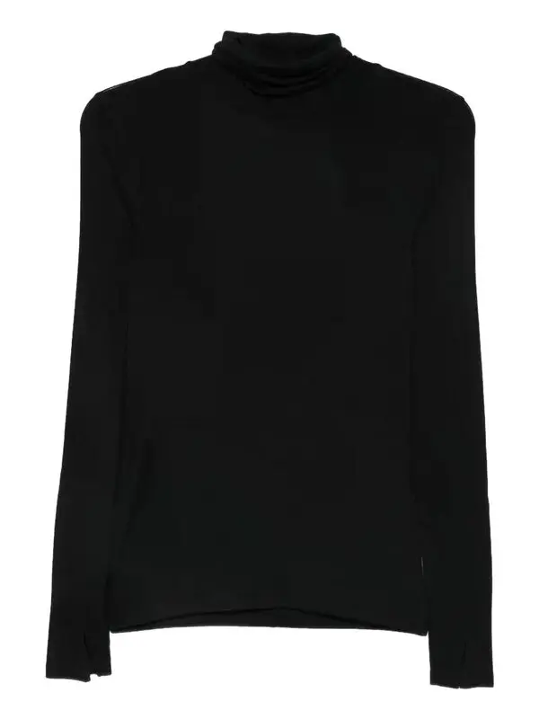 THOM KROM Turtleneck Slit-cuff Top - Black