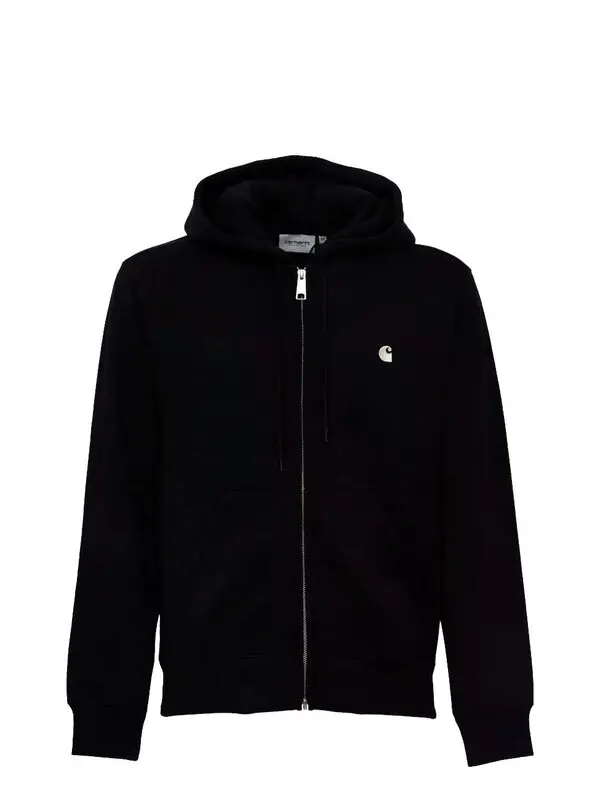 Carhartt Work In Progress Mack Logo-embroidered Zip-up Hoodie - Black