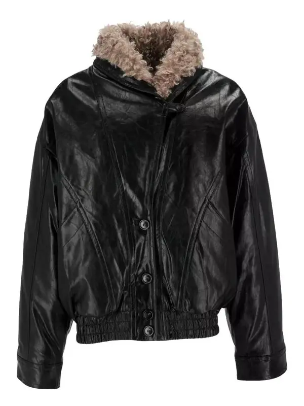 ELEH Shearling-collar Panelled Oversized Jacket - Black