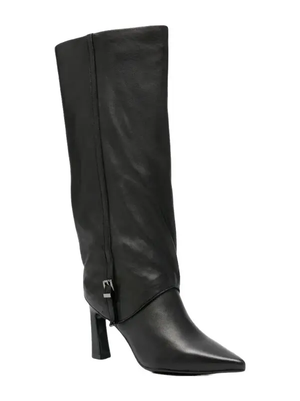 BRUNO PREMI Buckle-detail Pointed-toe Knee-high Boots - Black