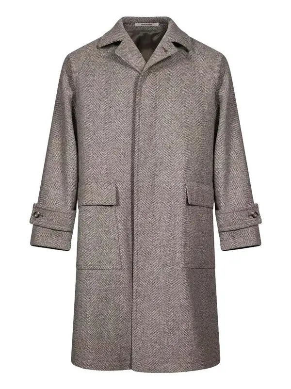 Tagliatore Loyd Herringbone-pattern Raglan-sleeve Coat - Grey