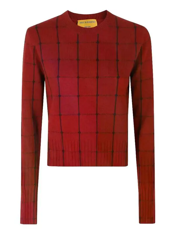 Guest In Residence Grid-pattern Sweater - Red