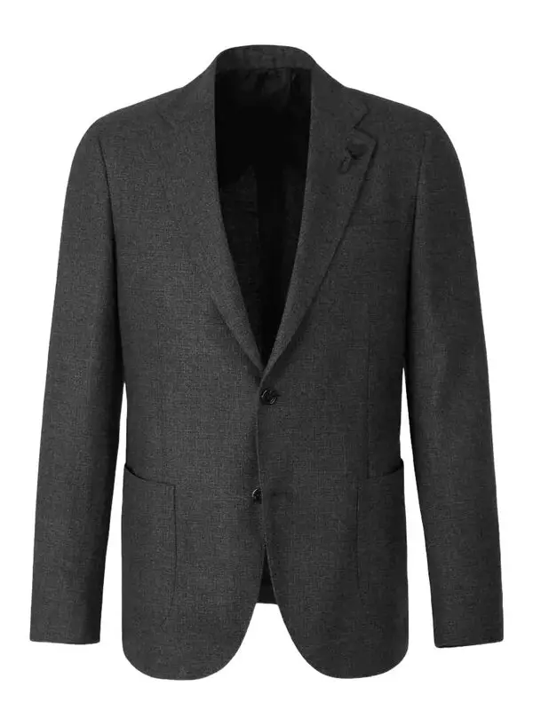 LARDINI Flower-patch Single-breasted Blazer - Grey