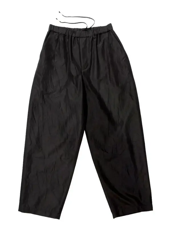 CALMLENCE Straight-leg Drawstring Trousers - Black