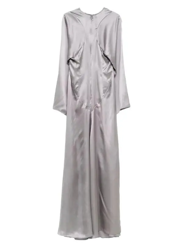 JULIE KEGELS Satin Gathered-detail Maxi Dress - Grey