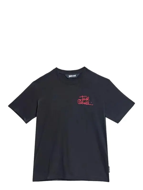 Just Cavalli Logo-embroidered T-shirt - Black