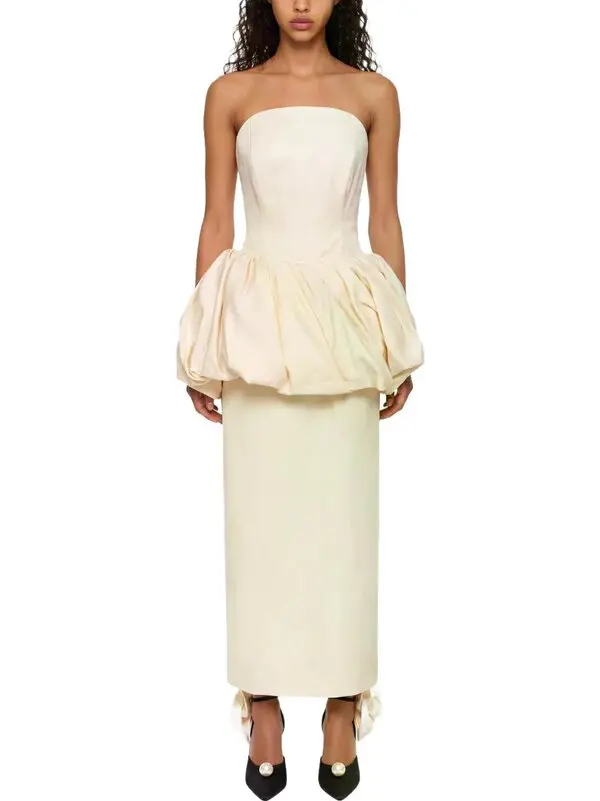 Magda Butrym Strapless Puff-skirt Dress - Neutrals