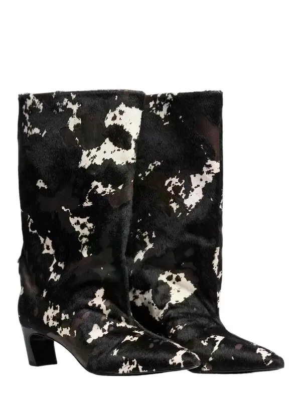 Ash Vanya Calf-hair Ankle Boots - Black