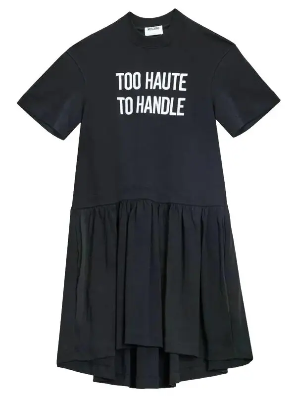 Moschino Slogan-embroidered Ruffled Mini Dress - Black