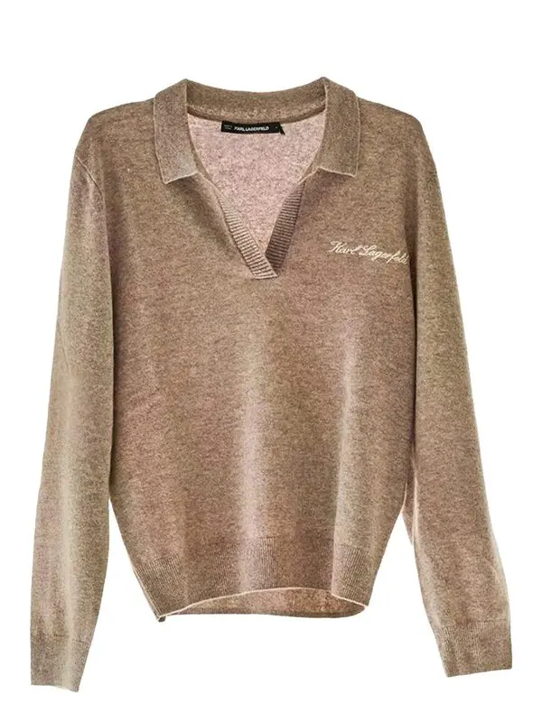 Karl Lagerfeld Hotel Karl Embroidered Sweater - Neutrals