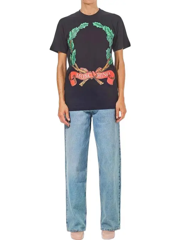 Moschino Laurel Crown Logo-print T-shirt - Black