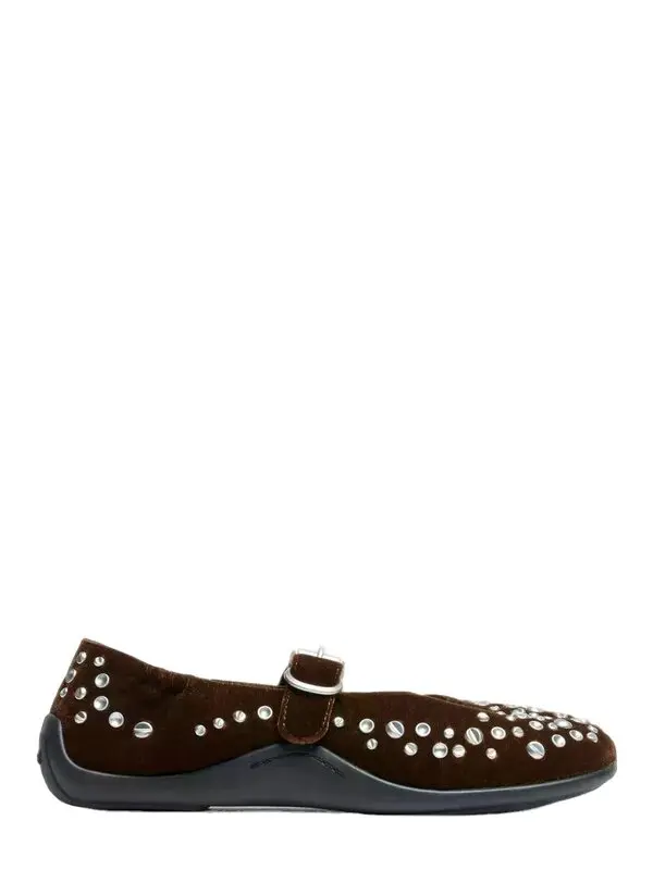 Ash Mimosa Studded Ballet Flats - Brown