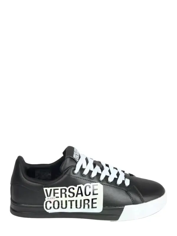Versace Court Couture Logo-print Sneakers - Black