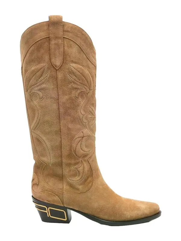 Etro Embroidered Suede Boots - Neutrals