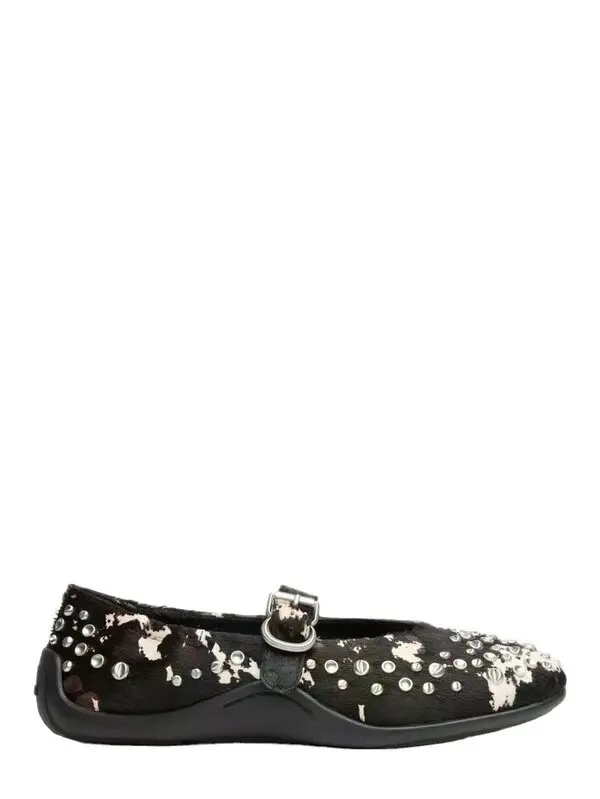 Ash Mimosa Studded Pony-skin Ballet Flats - Black