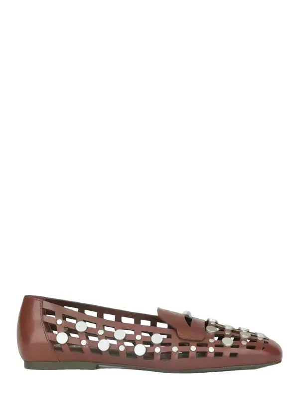 Ash Bali Stud-embellished Cut-out Loafers - Red