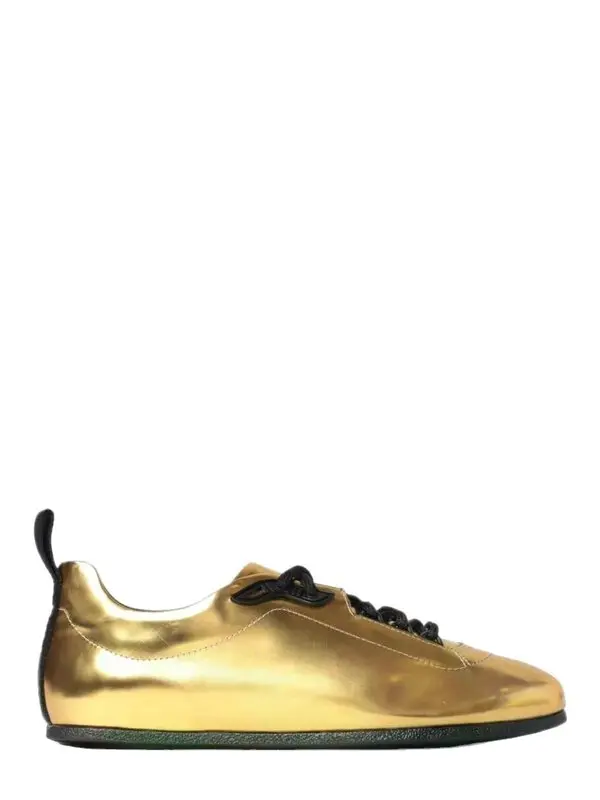 Moschino Metallic-effect Lace-up Sneakers - Gold