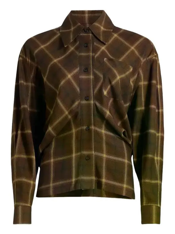Co Check-pattern Patch-pocket Shirt - Brown