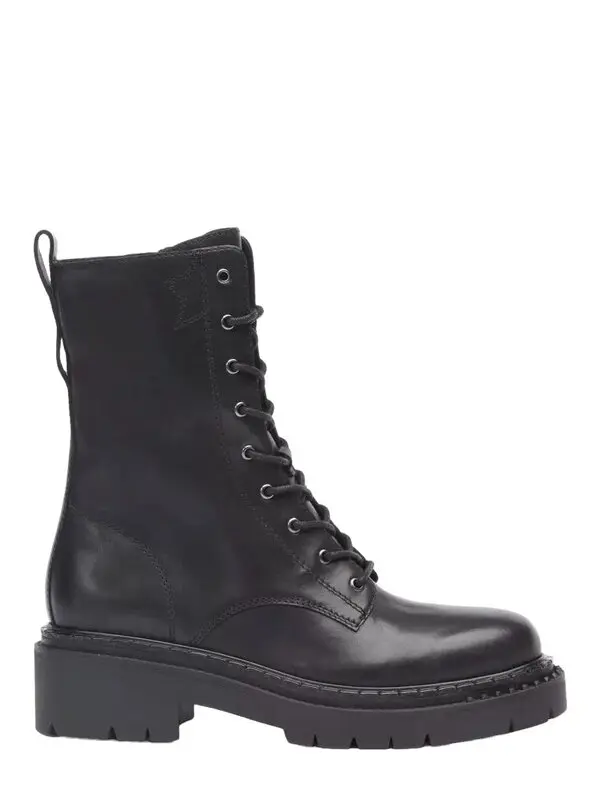 Ash Lace-up Leather Ankle Boots - Black