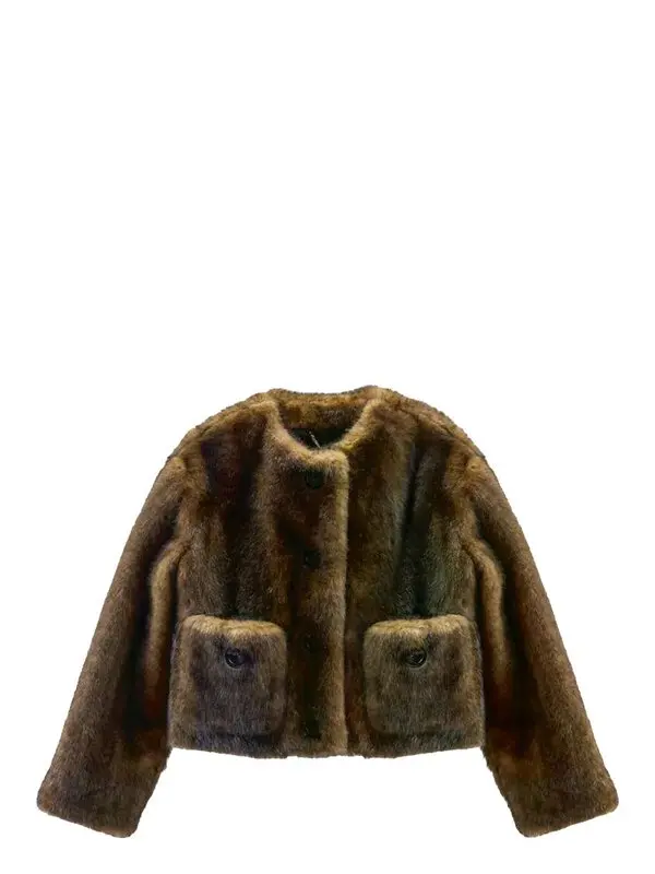 Marc Jacobs Teddy Fur-texture Cropped Jacket - Brown