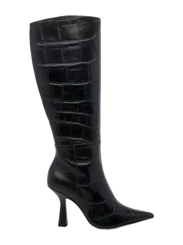 ANGEL ALARCON Croc-effect Knee-high Boots - Black