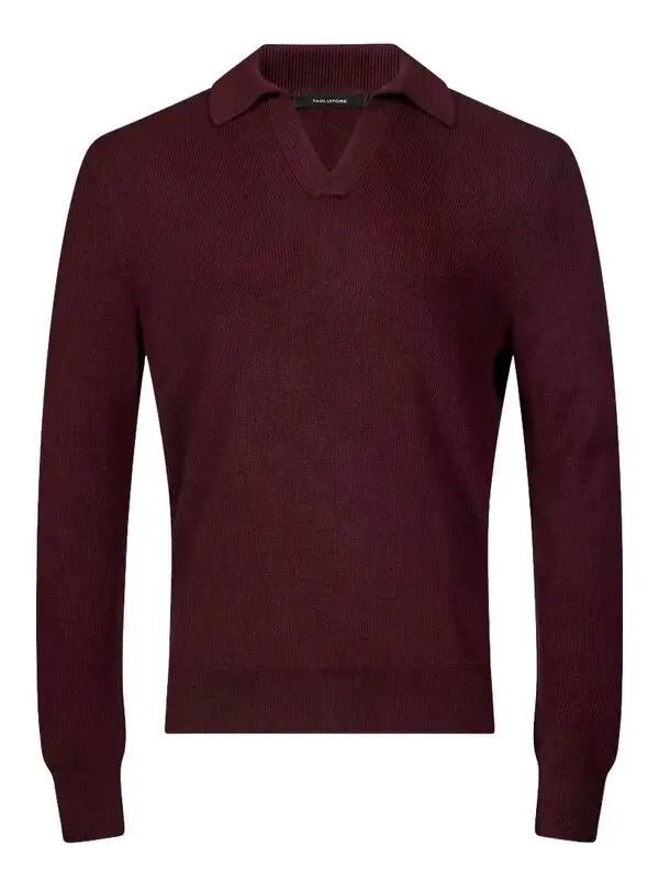 Tagliatore Zayn Fine-knit Open-collar Polo Shirt - Red