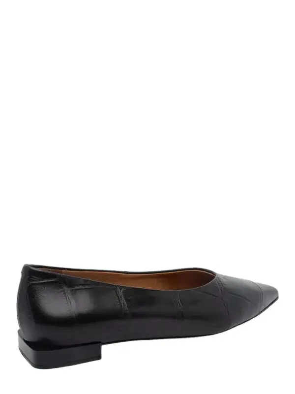 ANGEL ALARCON Croc-effect Pointed-toe Ballet Flats - Black