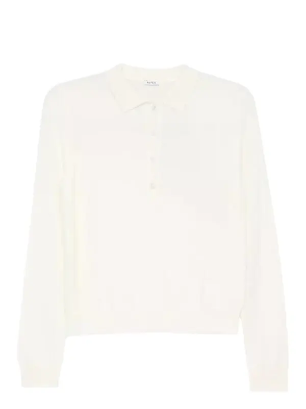 Aspesi Button-up Cashmere Polo Top - Neutrals