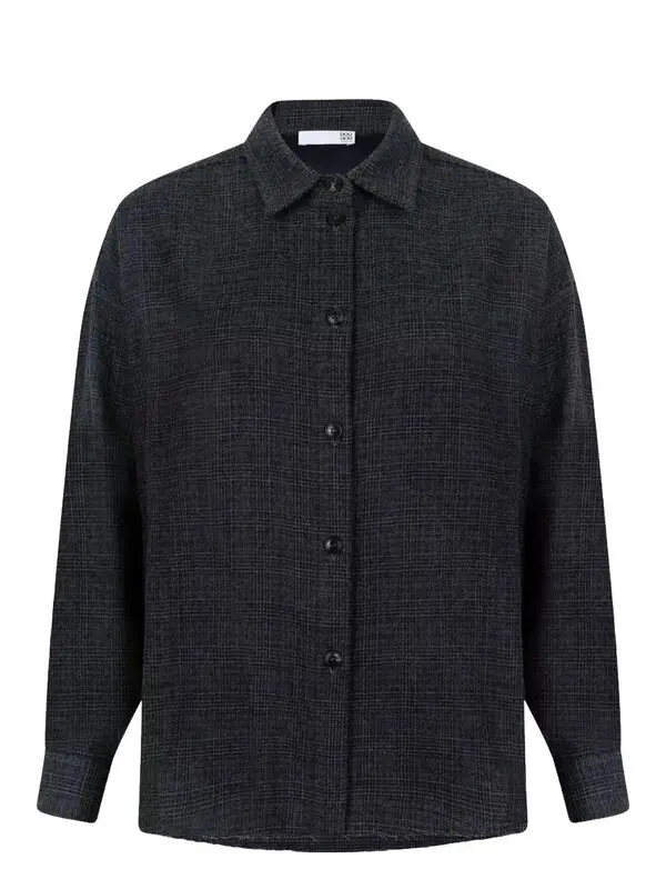 DOUUOD Check Raw-cut Shirt - Grey
