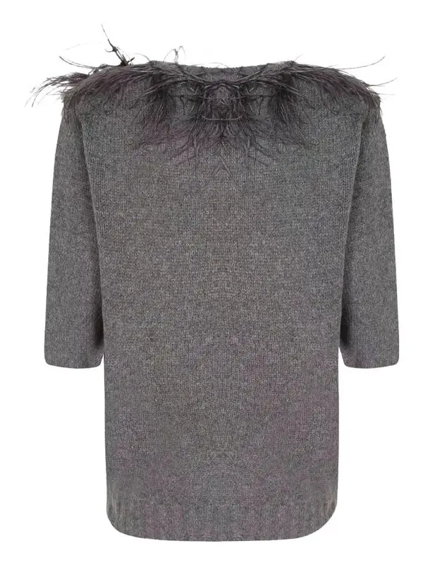 Fabiana Filippi Feather-trim Short-sleeve T-shirt - Grey