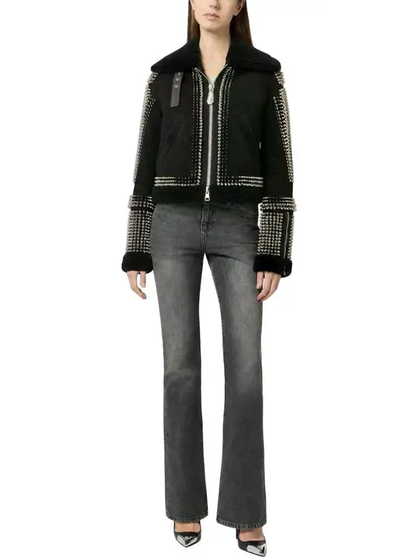 Philipp Plein Stud-embellished Cropped Jacket - Black
