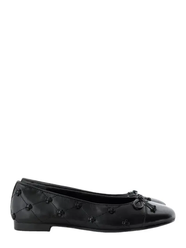 Tory Burch Bunny Knot Cap-toe Ballet Flat - Black