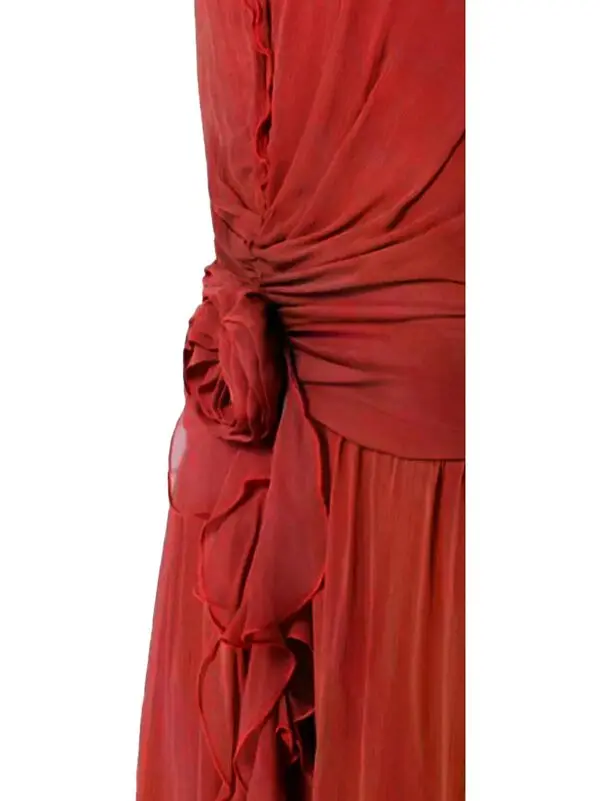 Blumarine Ruffled Rosette-detail Maxi Dress - Red
