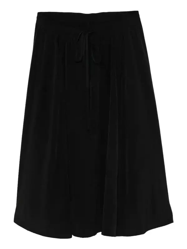 Yohji Yamamoto Crepe De Chine Gathered Flare Skirt - Black