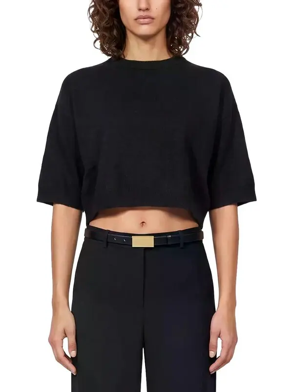 GOTHA Lilou Cropped Short-sleeve Sweater - Black