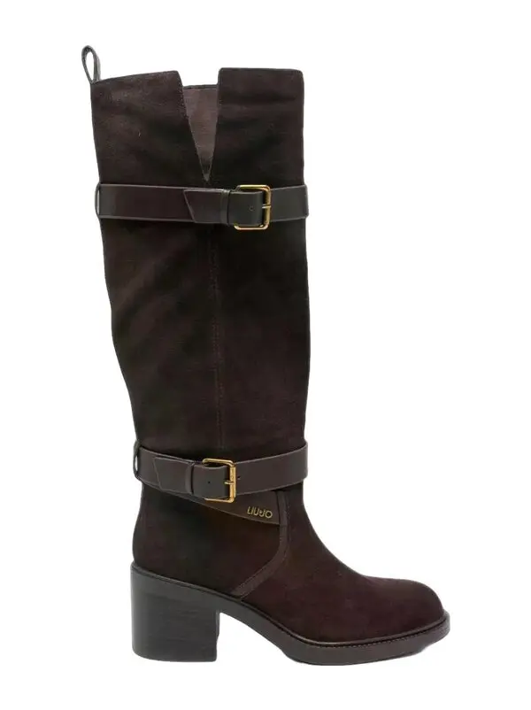 Liu Jo Buckle-detail Suede-finish Boots - Brown