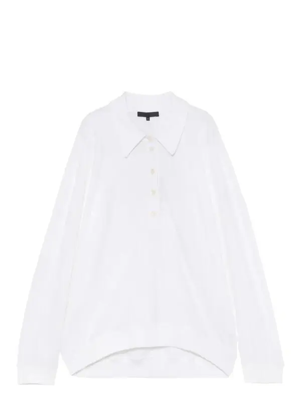 Tibi Light Weight Sweatshirting Polo - White