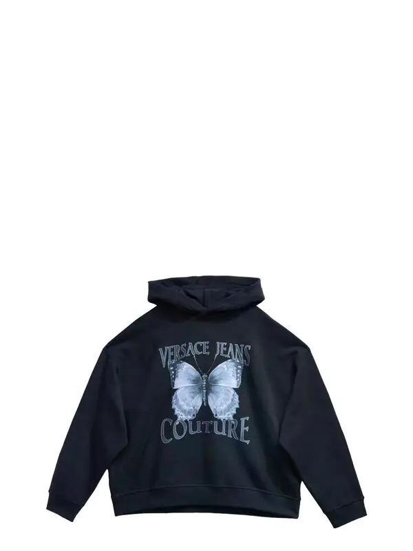 Versace Cabinet De Curiosité Butterfly-print Hoodie - Black