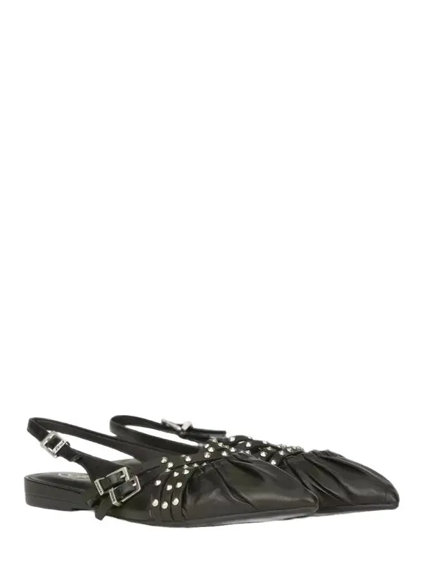 Ash Bianca Studded Leather Ballet Flats - Black