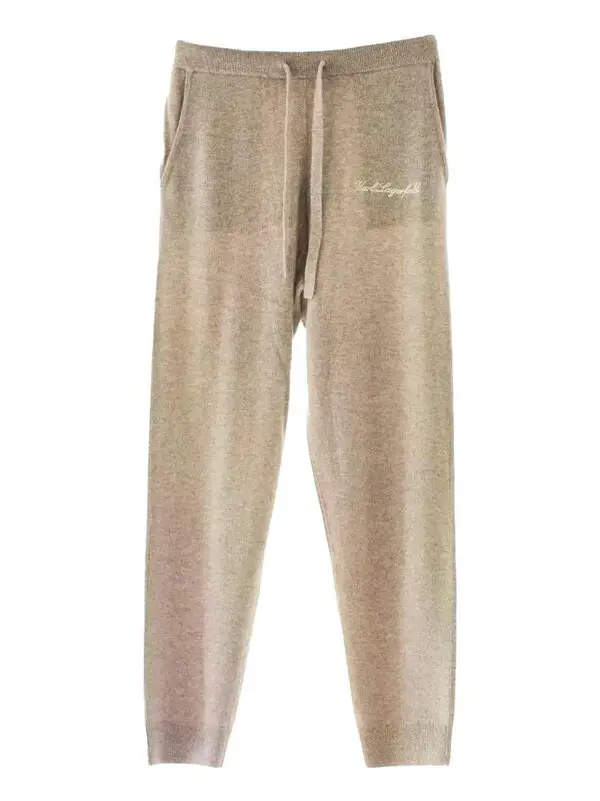 Karl Lagerfeld Logo-embroidered Cashmere Track Pants - Neutrals