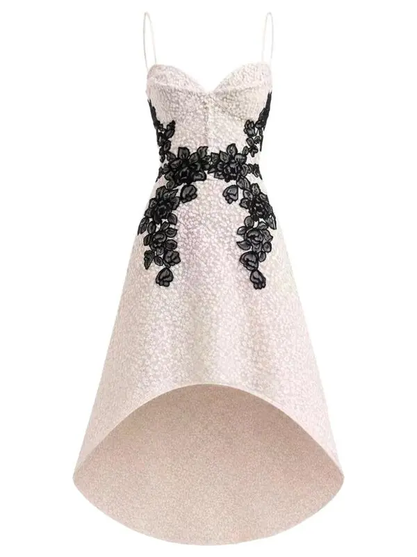 GEMY MAALOUF Floral-lace High-low Dress - Neutrals
