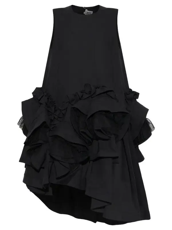 Noir Kei Ninomiya Ruffled Asymmetric Midi Dress - Black