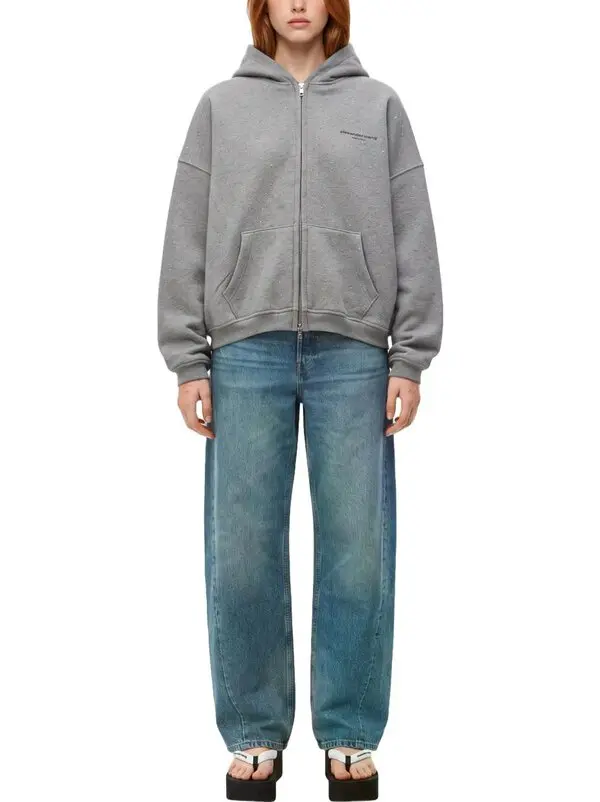 Alexander Wang Embellished Zip-up Hoodie - Grey