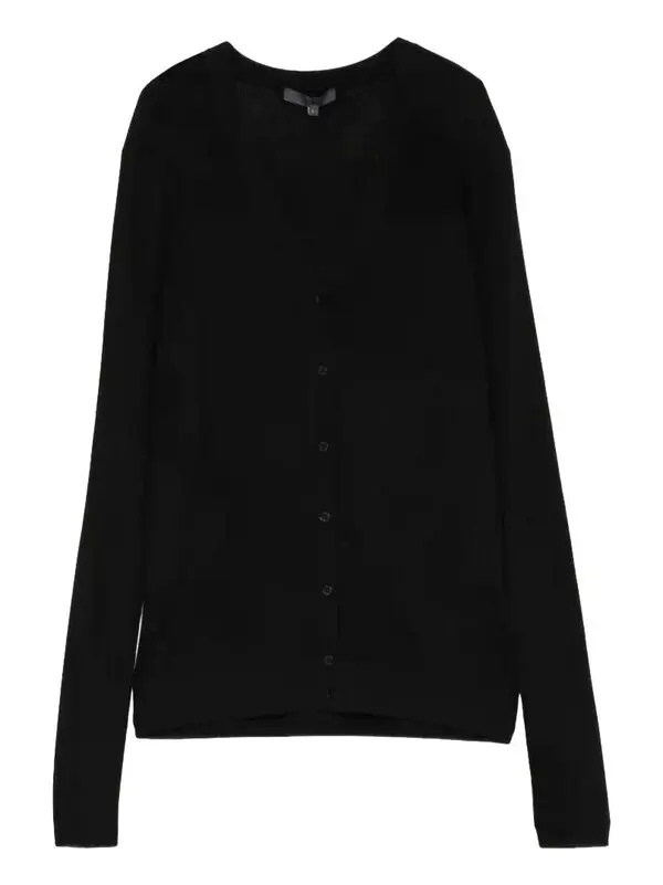 Tibi Feather Weight Ribbed Cardigan - Black