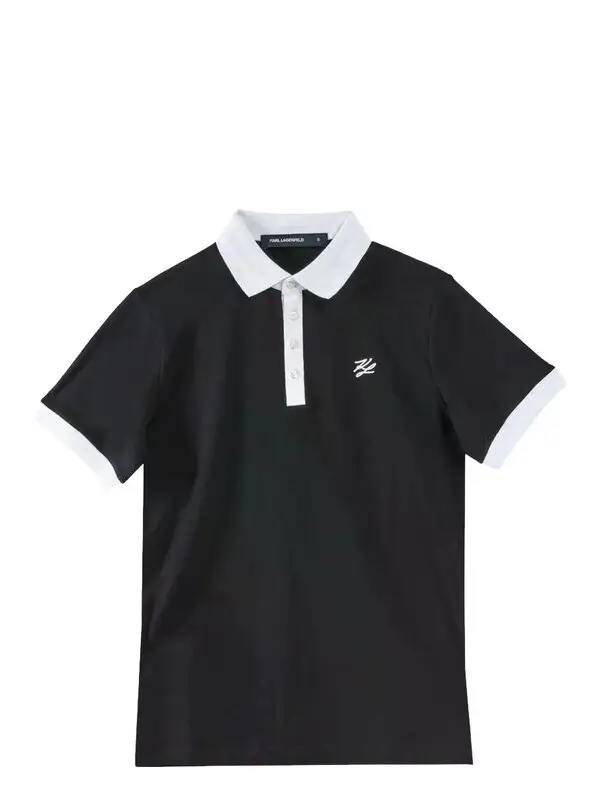 Karl Lagerfeld Karl Autograph Embroidered Polo Shirt - Black