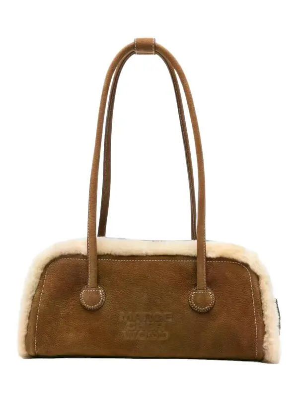 MARGESHERWOOD Shearling-trim Debossed-logo Tote Bag - Brown